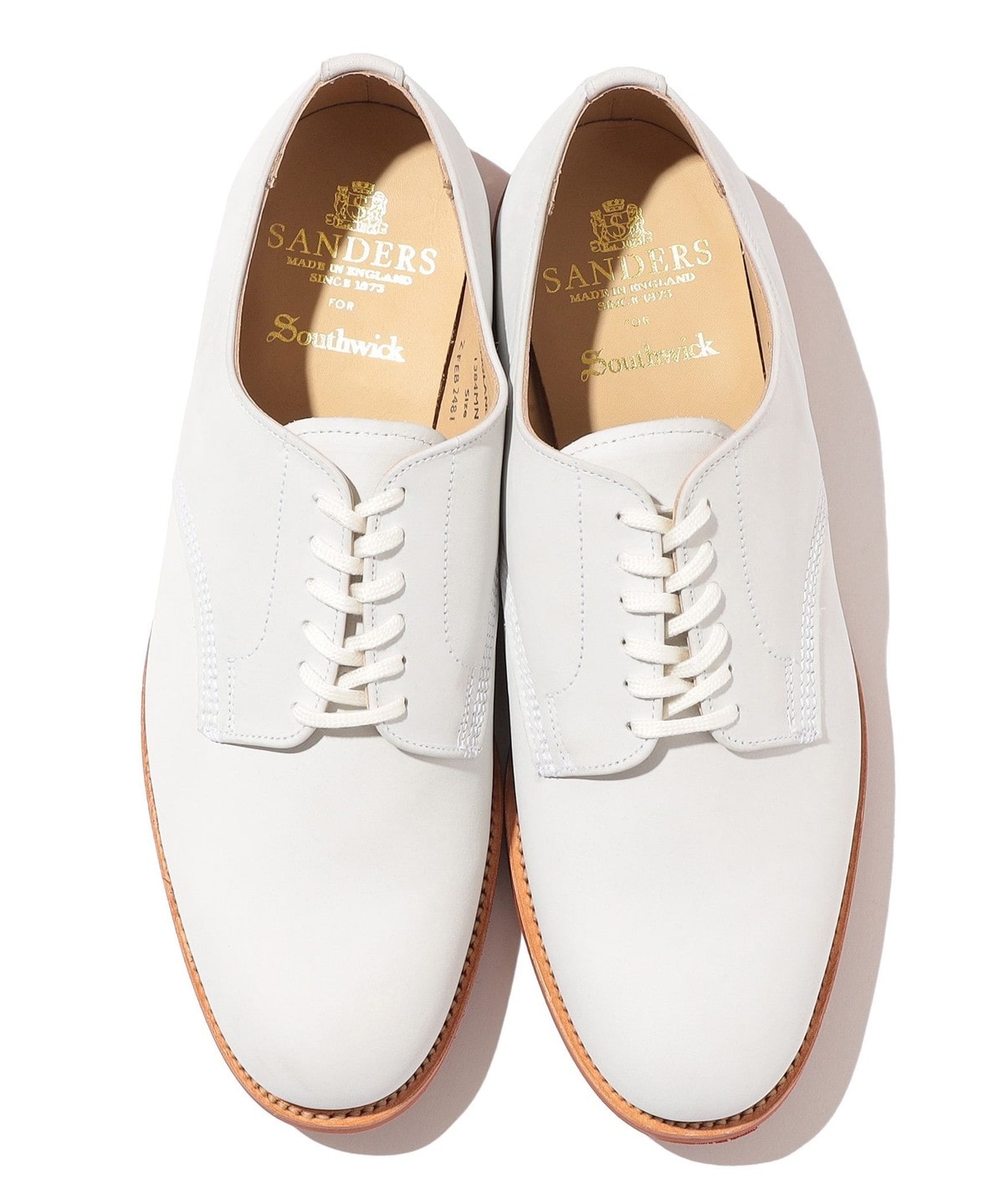 [Southwick Exclusive] SANDERS: White Nubuck Plain Toe Shoes – SOUTHWICK
